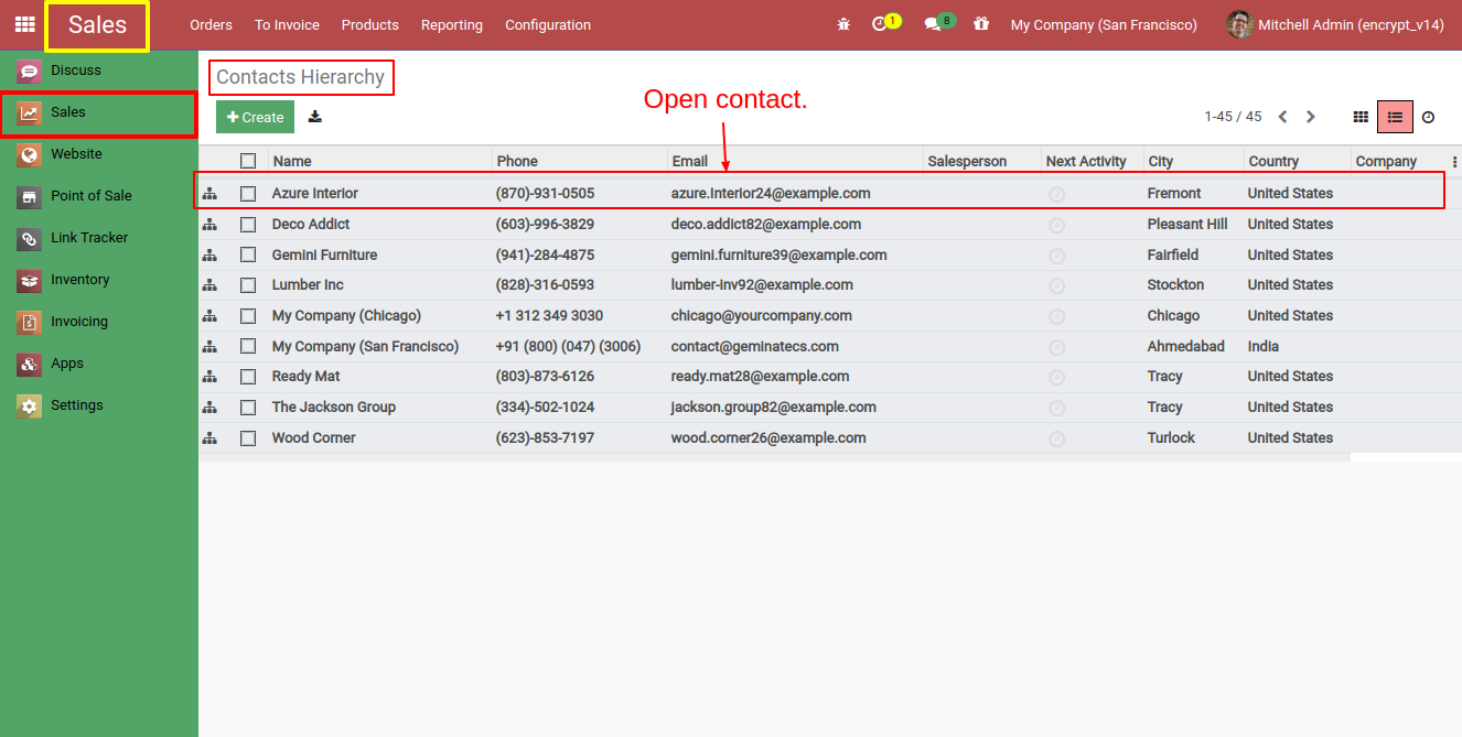 Contacts Hierarchy Chart | The Odoo Store