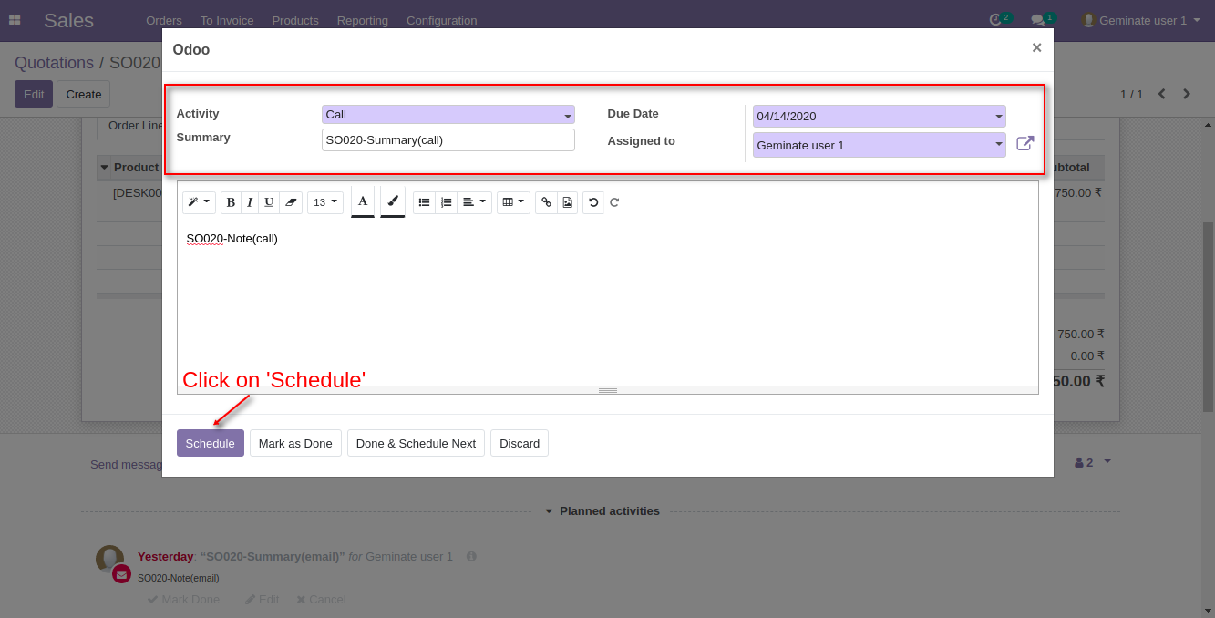 Scheduled Activity Notification | The Odoo Store