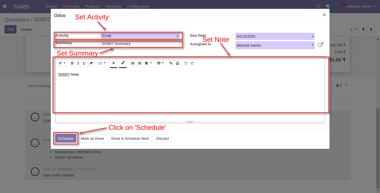 Scheduled Activity Notification | The Odoo Store