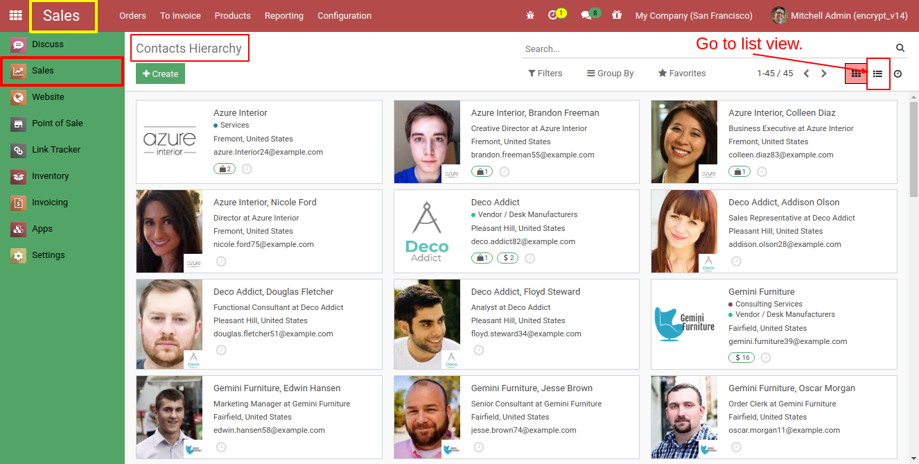 Contacts Hierarchy Chart | The Odoo Store