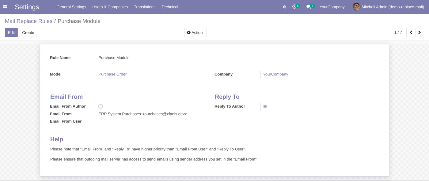 Replace email_from and reply_to | The Odoo Store