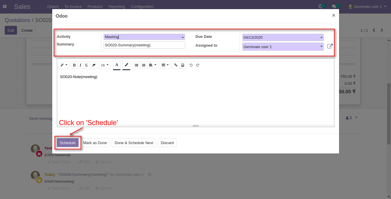 Scheduled Activity Notification | The Odoo Store