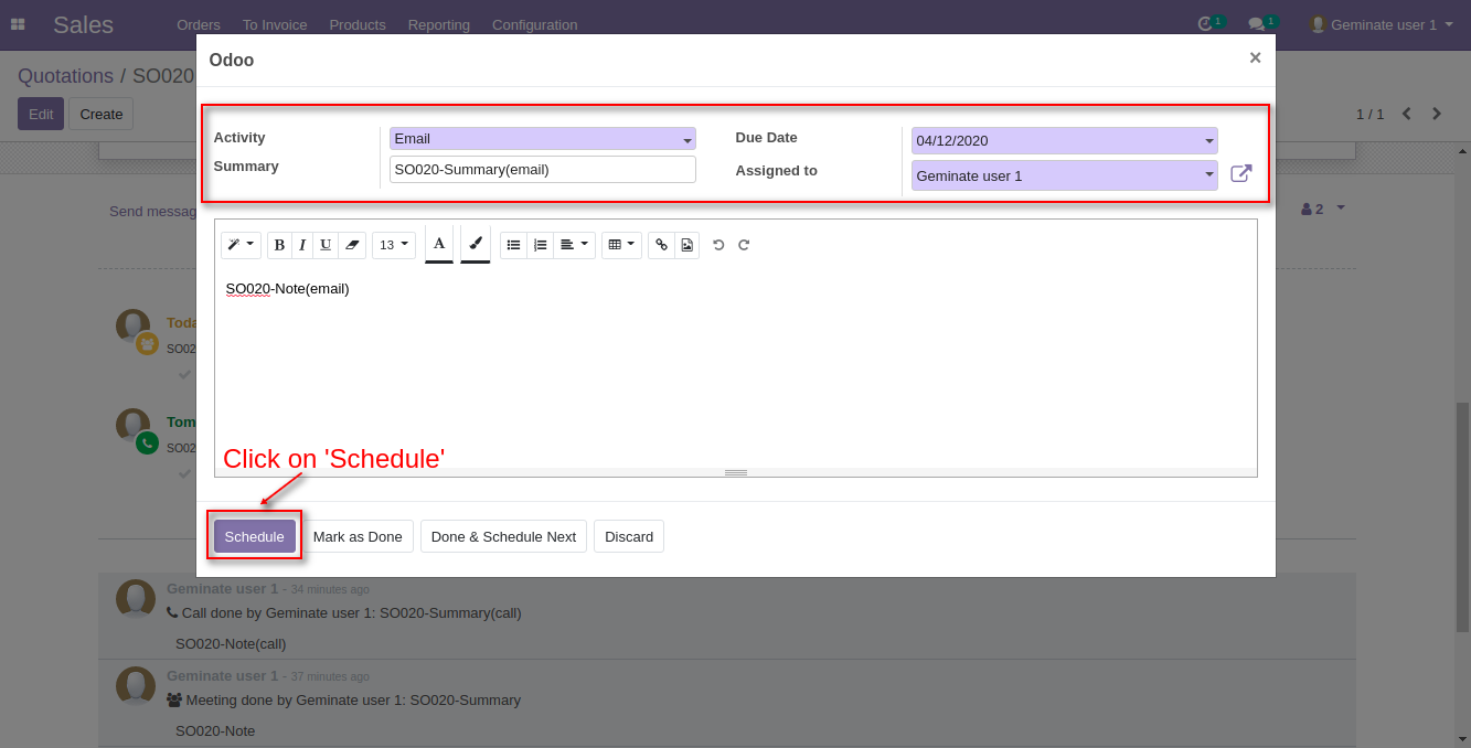 Scheduled Activity Notification | The Odoo Store
