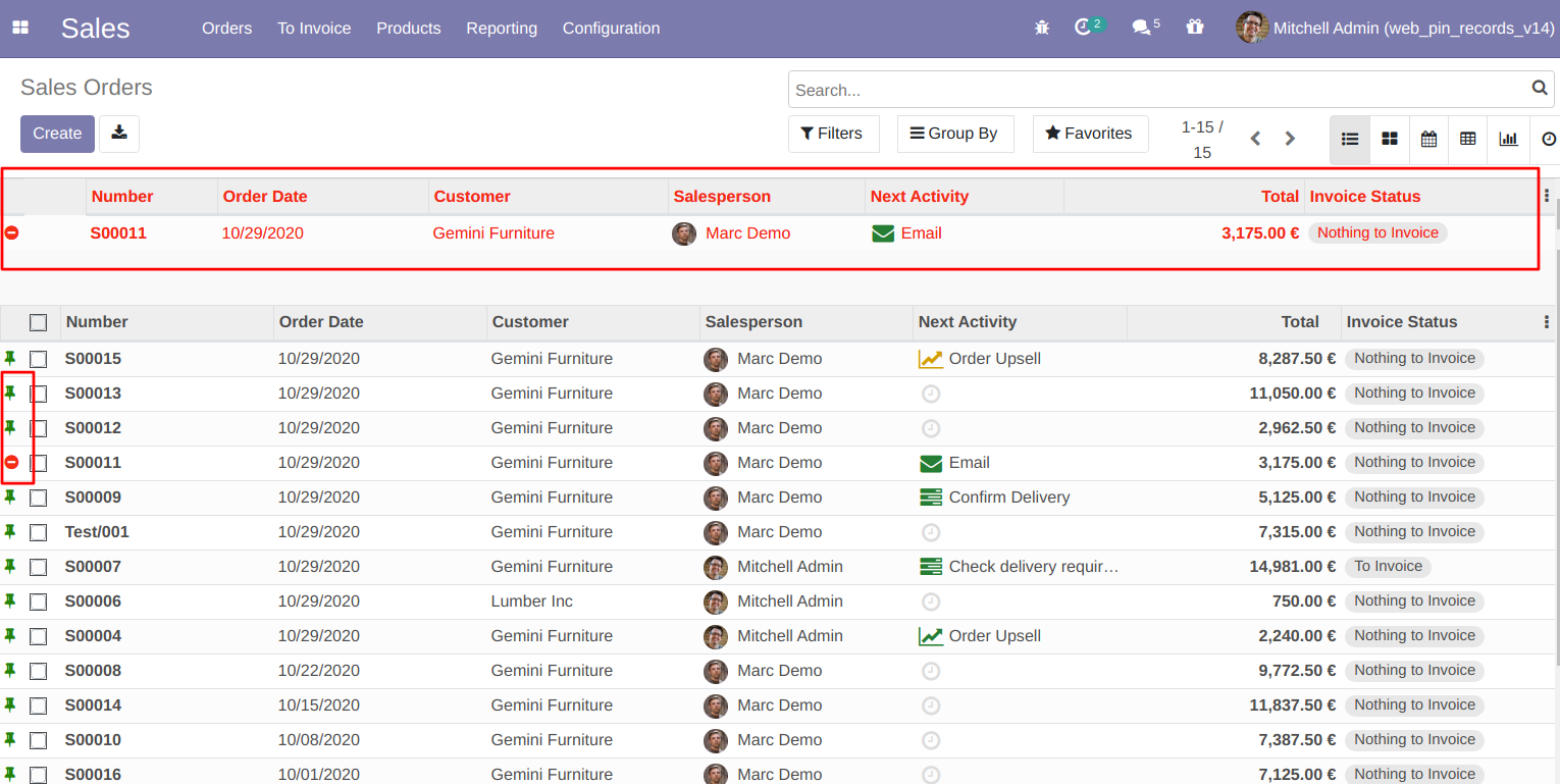 Listview / Treeview Pin Records | 'Top of the mind, Top of the list ...