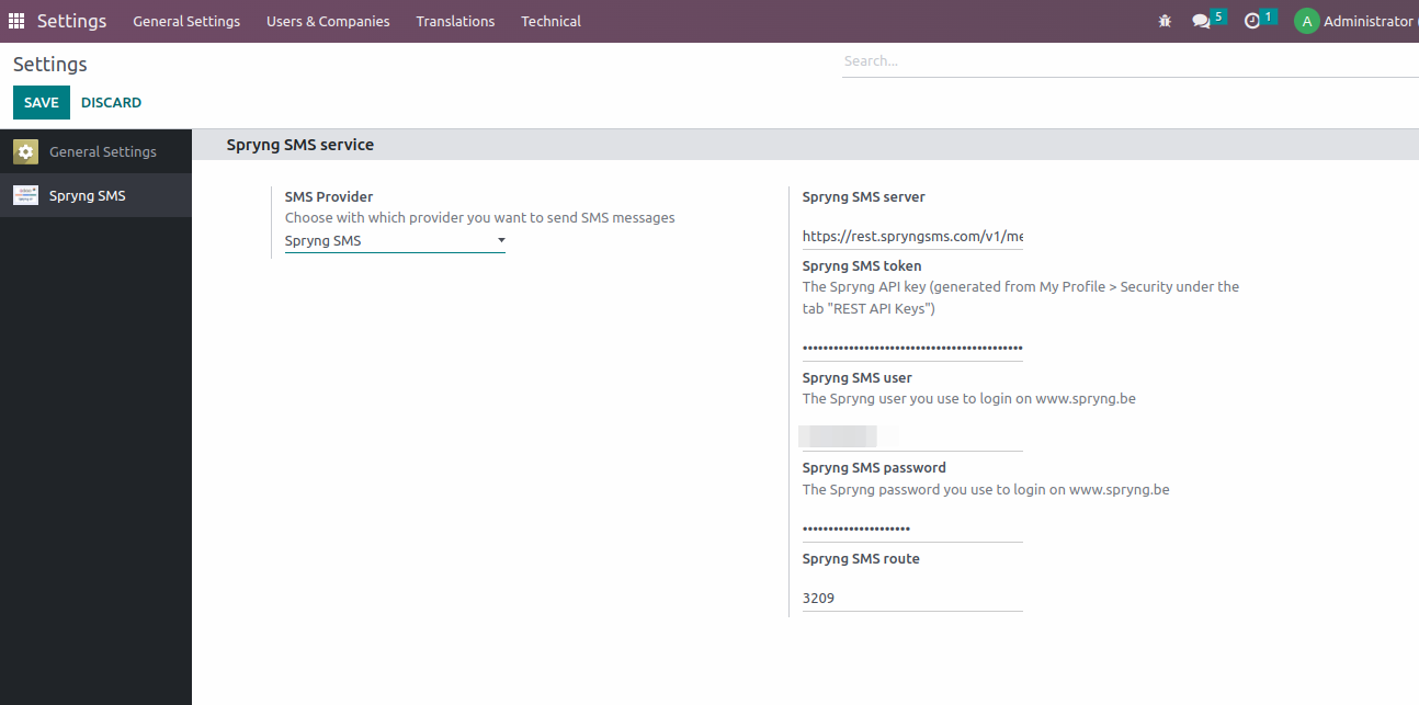 Spryng SMS Service The Odoo Store